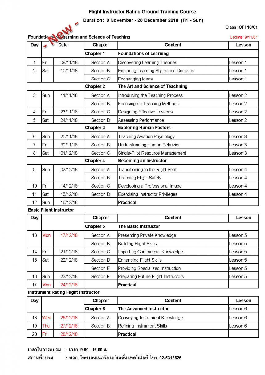 Timetable CFI 10-61 - TGAT