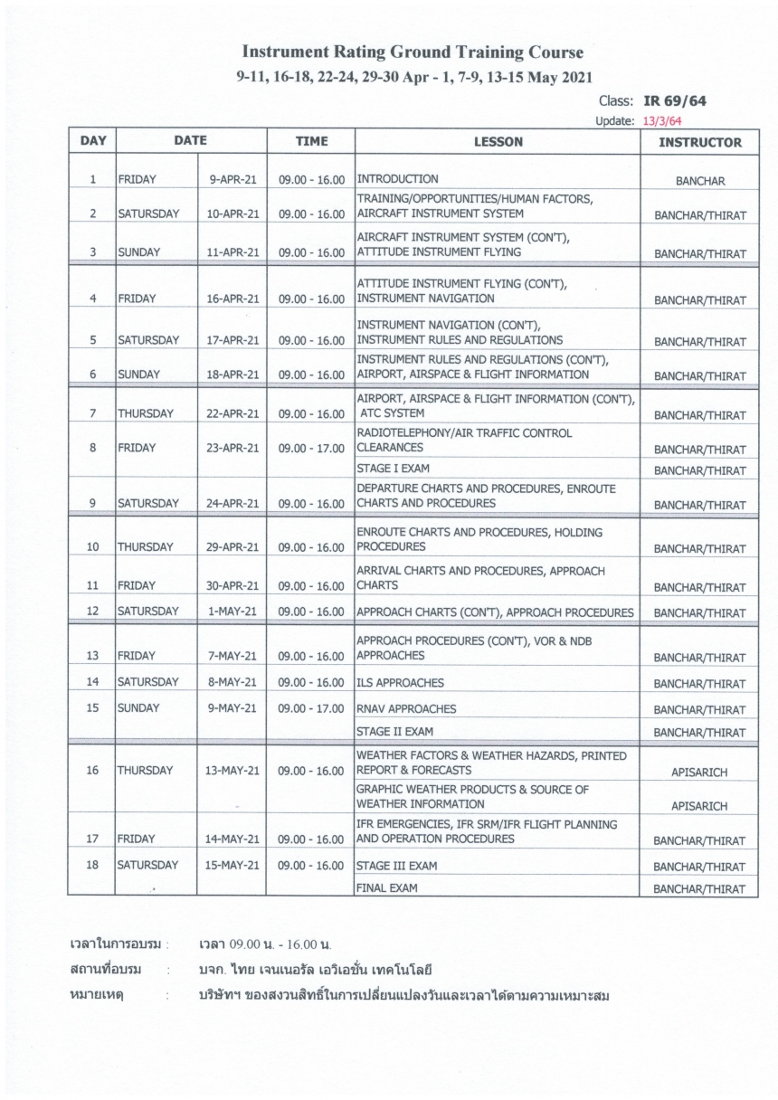 Timetable IR 69-64 - TGAT